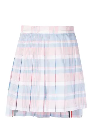 Thom Browne Checked Pleated Miniskirt - Pink