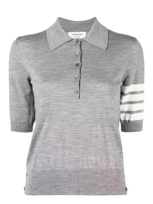 Thom Browne 4-bar Short-sleeve Polo Shirt - Grey