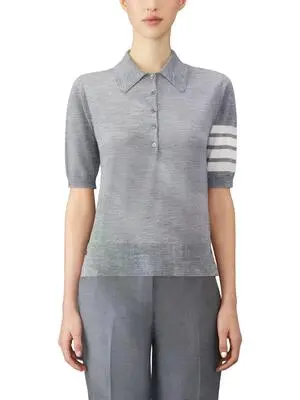 Thom Browne Wool 4-bar Relaxed Polo - Grey