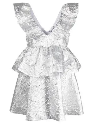 GANNI Jacquard Metallic Dress - Silver