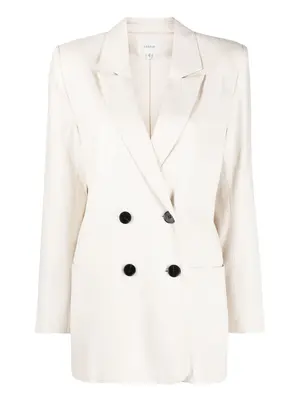 GESTUZ Double-breasted Lyocell Blazer - Neutrals