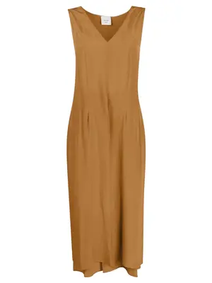 ALYSI Silk Midi Dress - Brown