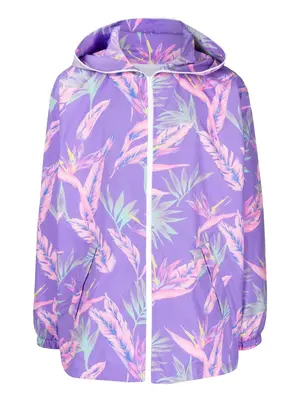 FUMITO GANRYU Botanical-print Zipped Jacket - Purple