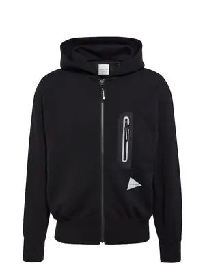 AND WANDER Light Sweat Fleece Hoodie - Black