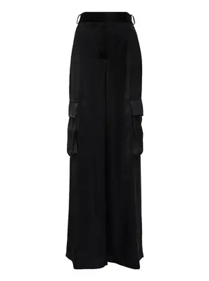 Versace High-rise Wide-leg Cargo Pants - Black
