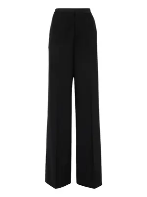 Balenciaga Logo Wide-leg Wool Pants - Black