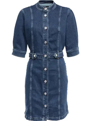 7 For All Mankind Marina Denim Mini Shirt Dress - Blue