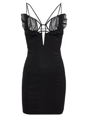 NENSI DOJAKA Frill-trimmed Minidress - Black