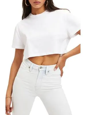 Good American Heritage Crop Cotton T-shirt - White001