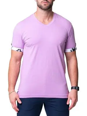 MACEOO Vivaldi Solid Peace V-neck T-shirt - Purple