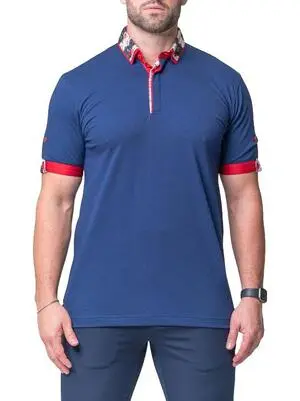 MACEOO Mozartsolidguilty Piqué Button-down Polo - Blue