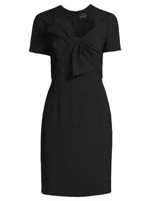 Shani Twisted Bow Crepe Cocktail Dress Black