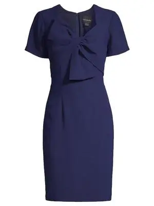 Shani Twisted Bow Crepe Cocktail Dress Blue