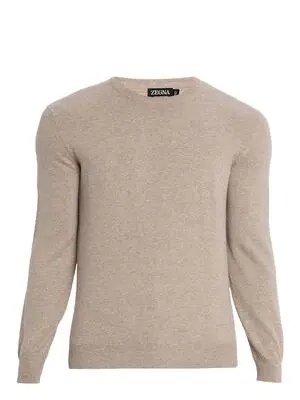 Zegna Men's Oasi Cashmere Crewneck Sweater Beige