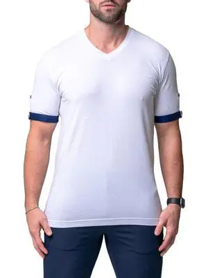 MACEOO Vivaldi Solid Game V-neck T-shirt - White