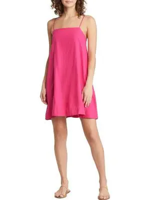 Treasure & Bond Treasure & Bond Linen Blend Shift Dress Pink Electric
