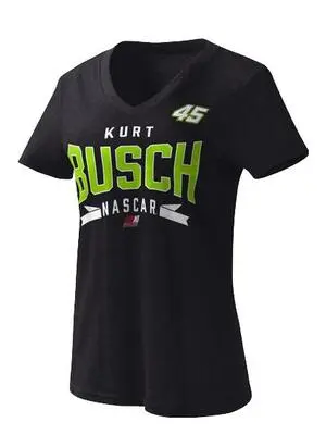 G-III 4HER BY CARL BANKS Kurt Busch Dream Team V-neck T-shirt - Black