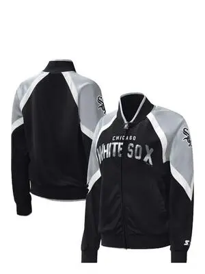 STARTER Chicago White Sox Touchdown Raglan Full-zip Track Jacket By - Black