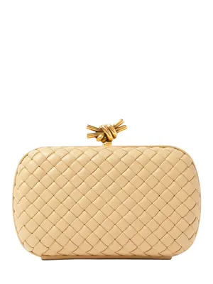 Bottega Veneta Knot Padded Intrecciato Leather Clutch Beige