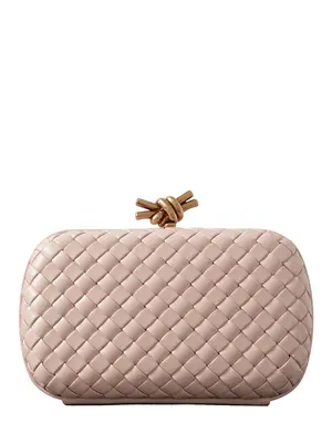 Bottega Veneta Knot Padded Intrecciato Leather Clutch Pink