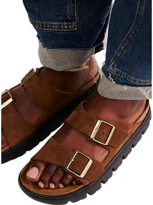 BIRKENSTOCK Arizona Chunky Sandals - Dark Tea Suede