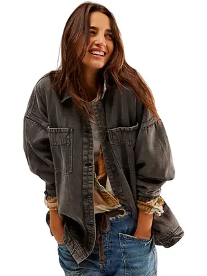 Free People Free People We The Free Madison City Denim Jacket Black