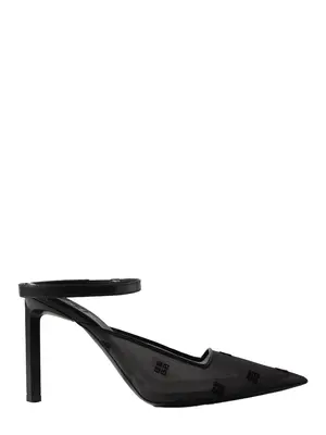 Givenchy Logo-embroidered Leather-trimmed Mesh Slingback Pumps - Black