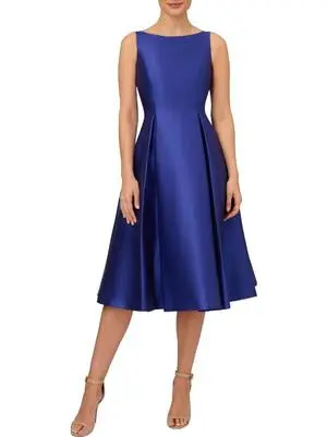 Adrianna Papell Sleeveless Mikado Fit & Flare Midi Dress - Neptune |  Editorialist