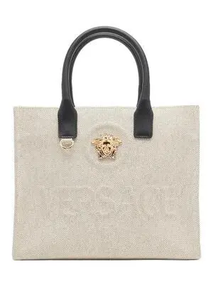 Versace Versace Canvas & Leather Tote Bag Bianco