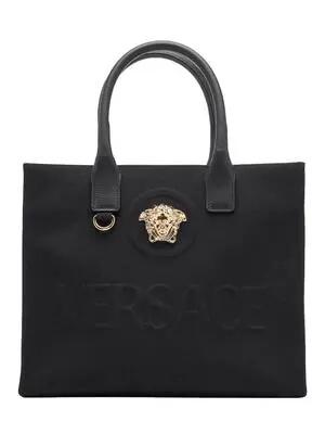 Versace Versace Canvas & Leather Tote Bag Black