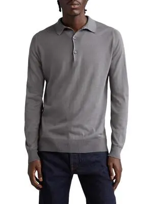 John Smedley Bradwell Cotton Polo Sweater - Cobble Grey