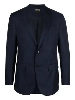 Zegna Notched-lapels Wool Blazer - Blue