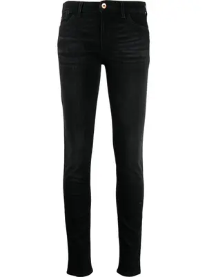 Emporio Armani Embroidered Logo Skinny Jeans - Black