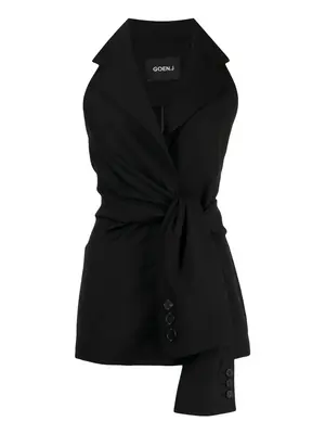 Goen.j Knot-detailed Sleeveless Blazer - Black