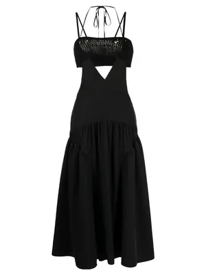 Goen.j Layered Crochet-top Ankle-length Dress - Black