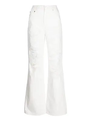 Goen.j Ripped High-rise Straight-leg Jeans - White