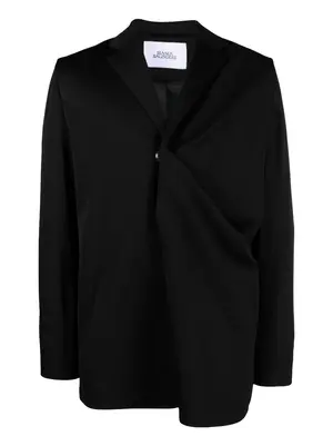 BIANCA SAUNDERS Gathered Single-breasted Blazer - Black