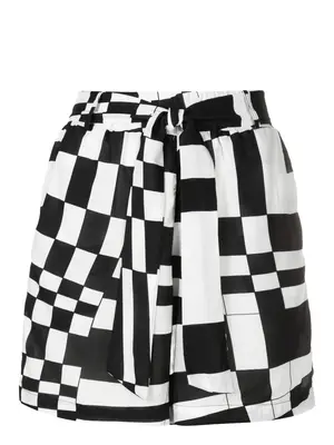 AMIR SLAMA Geometric-print Shorts - Black
