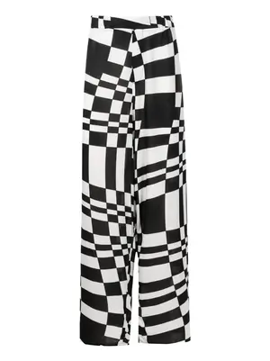 AMIR SLAMA Geometric-print Straight Trousers - Black