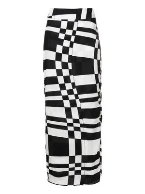 AMIR SLAMA Geometric-print Midi Skirt - Black