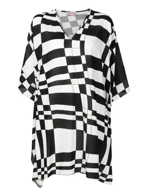 AMIR SLAMA Geometric-print Blouse - Black