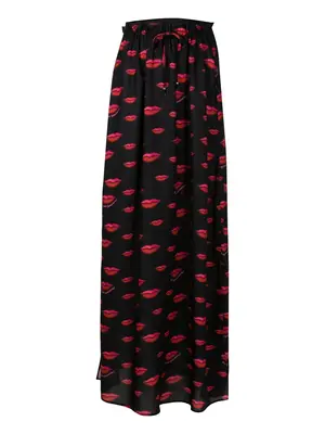 AMIR SLAMA Lip-print Maxi Skirt - Black