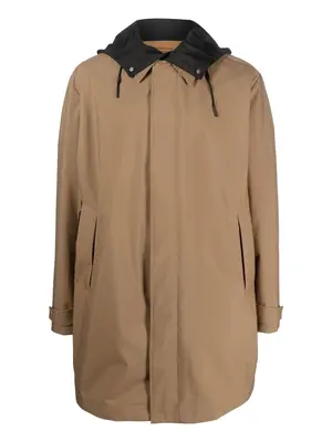Zegna Long-sleeve Hooded Raincoat - Brown