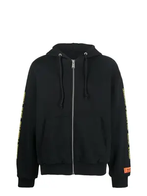 Heron Preston Zip-up Logo-print Hoodie - Black