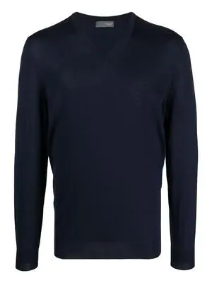 DRUMOHR V-neck Merino Wool Jumper - Blue
