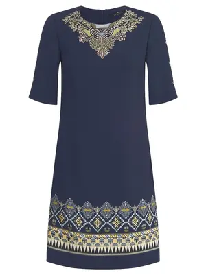 Etro Embroidered-design Short-sleeve Dress - Blue