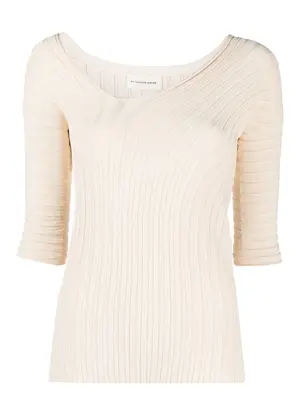 BY MALENE BIRGER Ribbed Knit Top - Neutrals