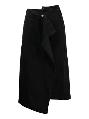 Goen.j Asymmetric Denim Skirt - Black