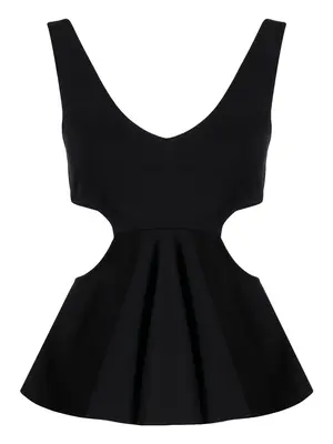 Goen.j Cut-out Ruffled Top - Black
