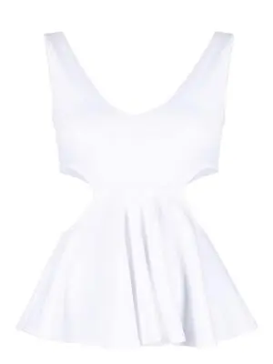 Goen.j Cut-out Ruffled Tank Top - White